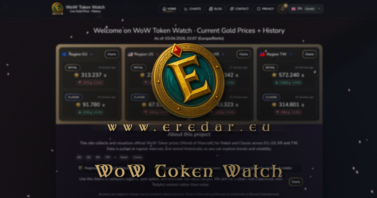WoW Token Watch: Gold Price & History | Eredar.EU